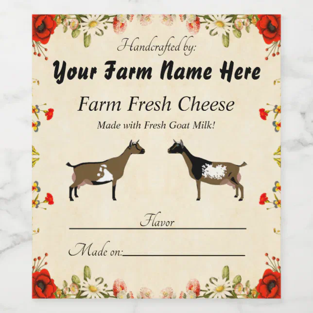 Personalized Nigerian Dwarf Goat Cheese Label | Zazzle