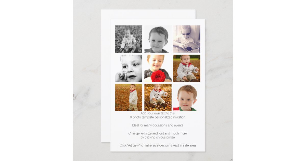 Personalized Nine Photo Template | Zazzle
