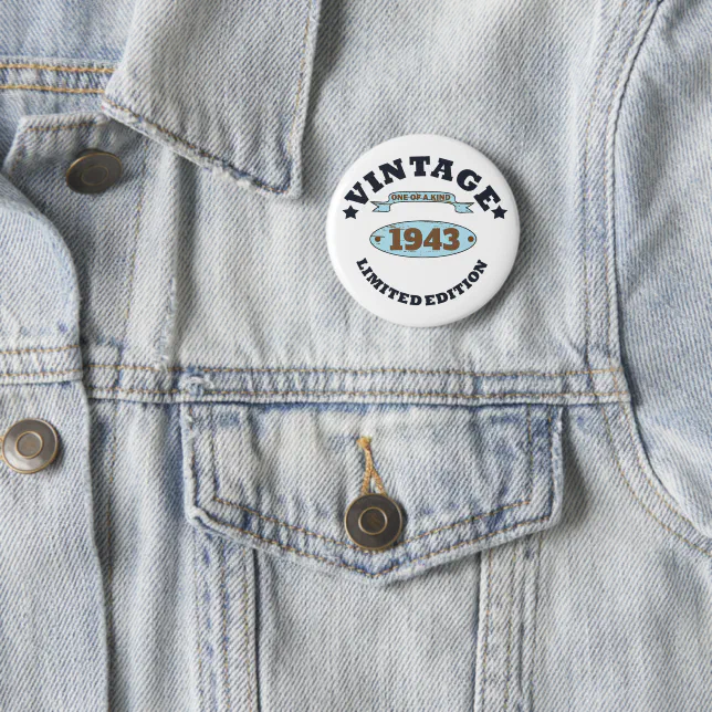 Personalized ninety vintage 90th birthday party button | Zazzle