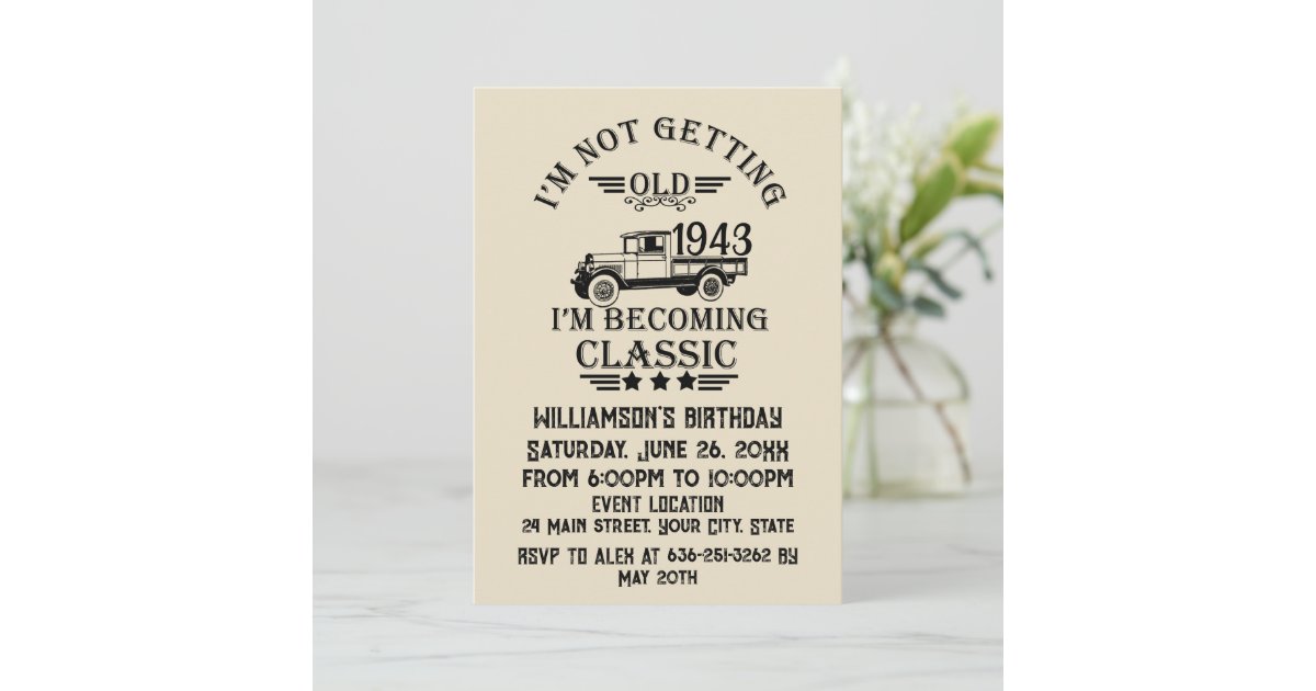 Personalized ninety vintage 90th birthday party invitation | Zazzle