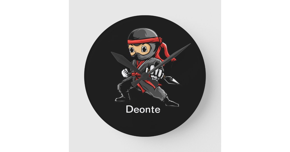 Personalized Ninja Round Clock | Zazzle