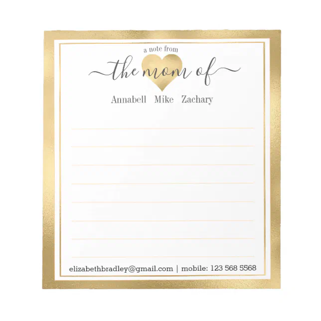 Personalized Note From the Mom of Notepad | Zazzle