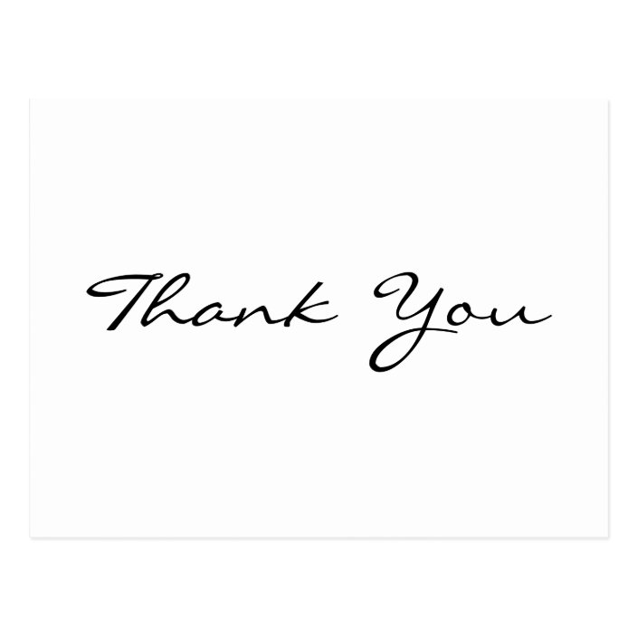 Personalized Note Modern Simple White Thank You Postcard | Zazzle.com