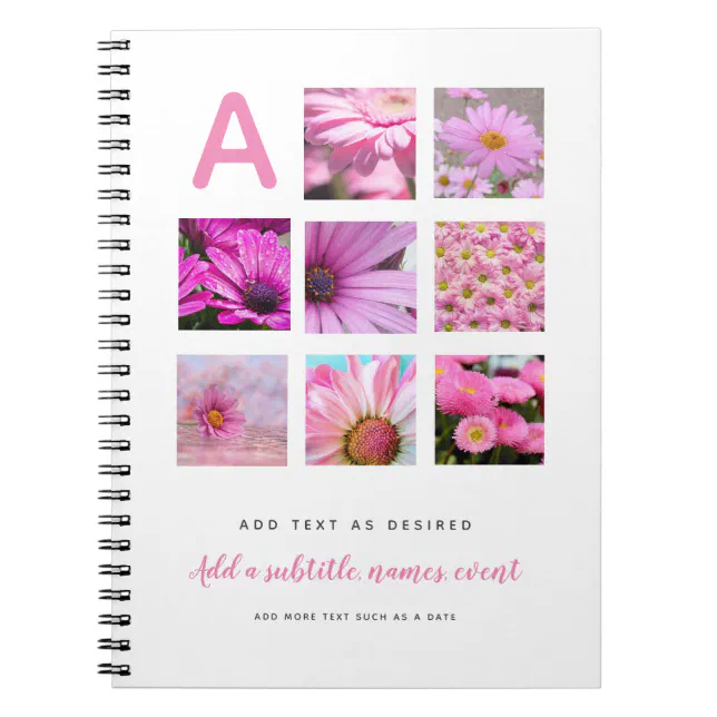 Personalized Notebook Template Photos Text Initial | Zazzle