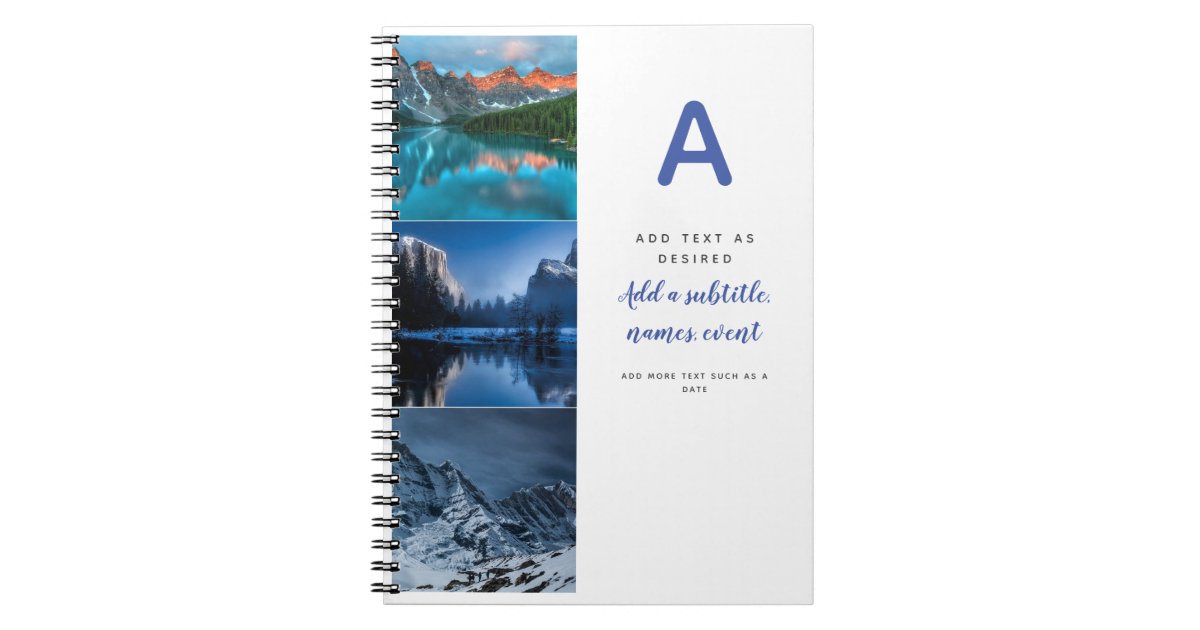 Personalized Notebook Template Photos Text Initial | Zazzle