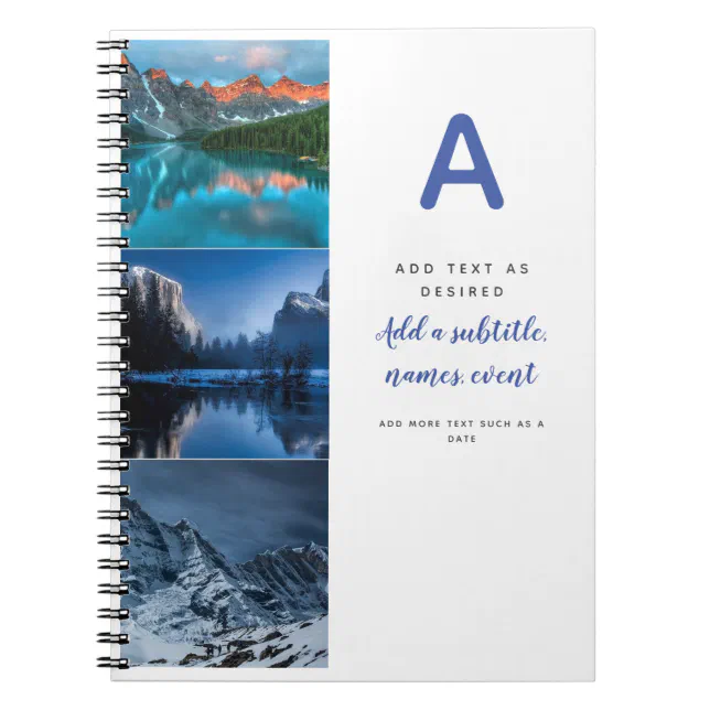 Personalized Notebook Template Photos Text Initial | Zazzle