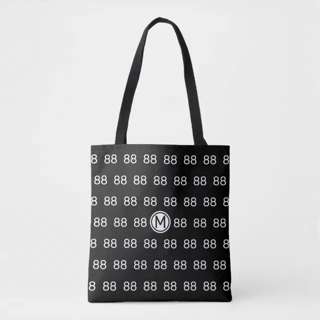 Personalized Number 88 on Black Tote Bag | Zazzle