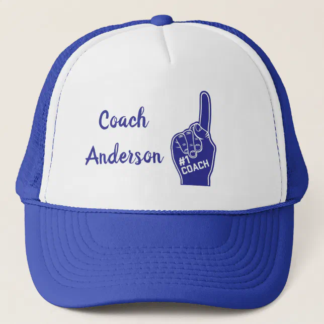 Personalized Number One Coach Foam Finger Trucker Hat | Zazzle