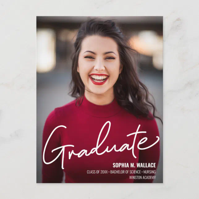 Personalized Nursing Graduate with Photo Announcement Postcard | Zazzle