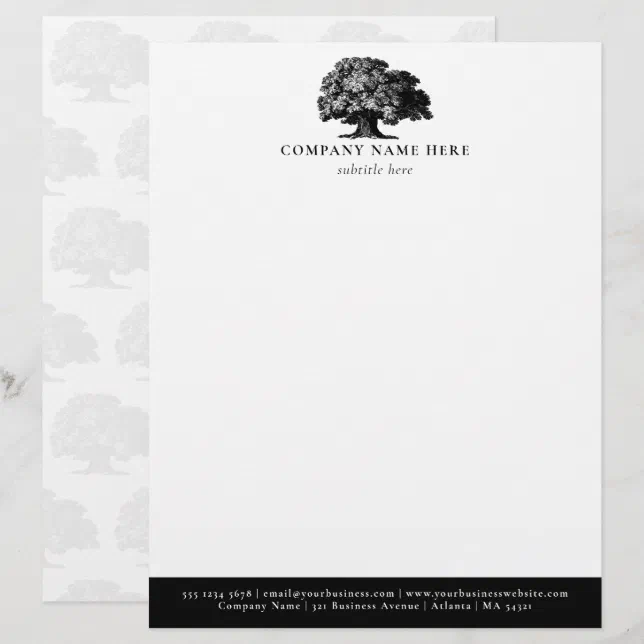 Personalized Oak Vintage Tree Themed Business Letterhead | Zazzle