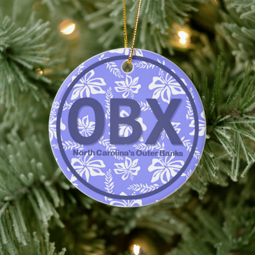 Personalized OBX Outer Banks Purple Christmas Ceramic Ornament | Zazzle