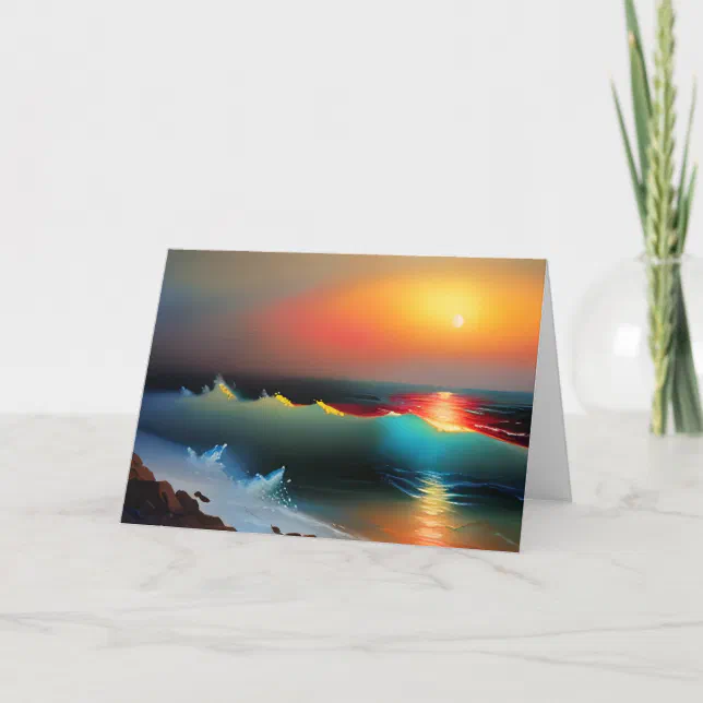 Personalized Ocean ad Sunset themed Anniversary Card | Zazzle