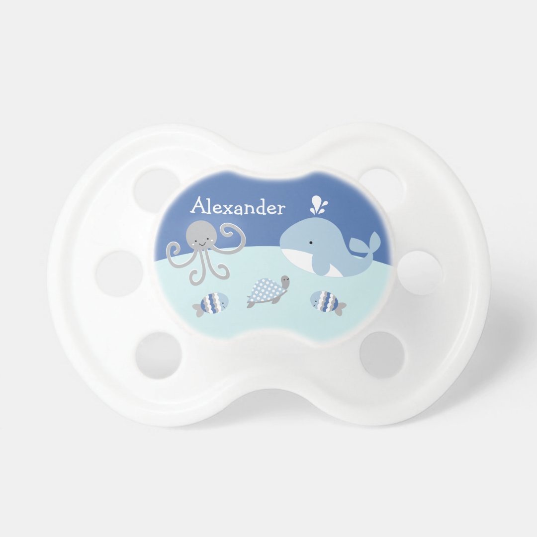 Personalized "Ocean Blue Gray Whale" Pacifier | Zazzle