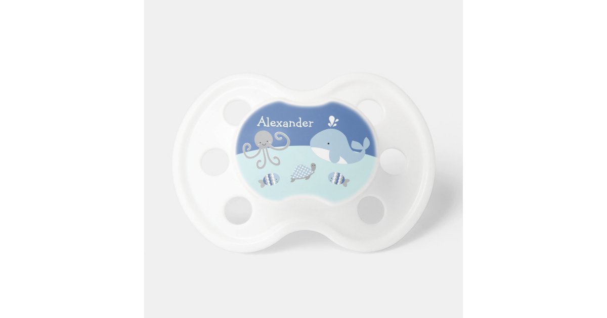 Personalized "Ocean Blue Gray Whale" Pacifier | Zazzle