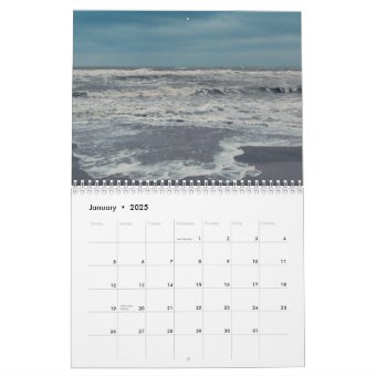Personalized Ocean Waves Beach Scene Calendar | Zazzle