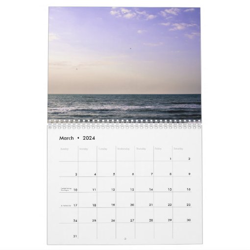 Personalized Ocean Waves Beach Scene Calendar | Zazzle
