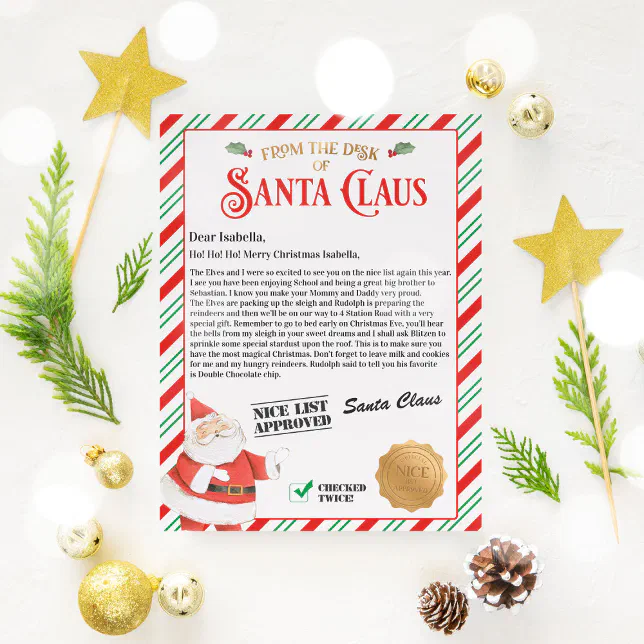 Personalized Official North Pole Letter From Santa | Zazzle