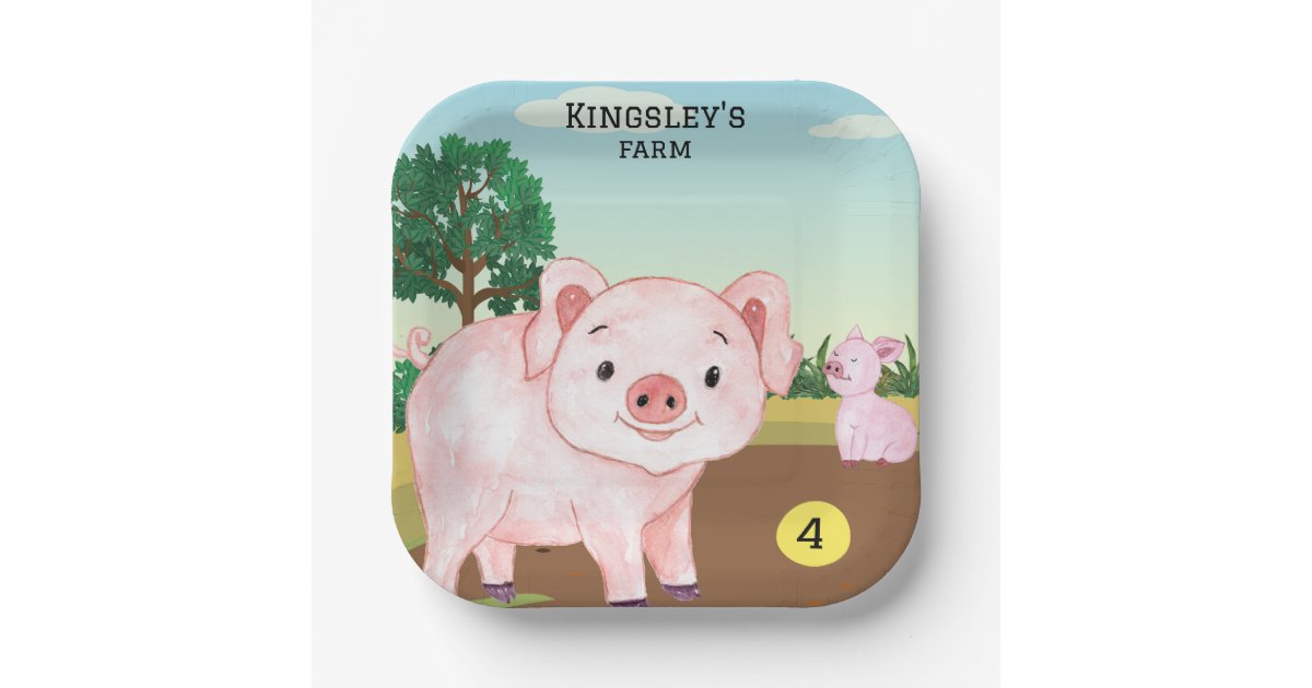 Personalized Old MacDonald's Pig Farm Paper Plates | Zazzle