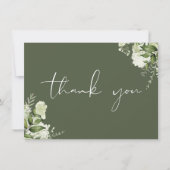Personalized Olive Green Floral Elegant Script Thank You Card | Zazzle