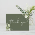Personalized Olive Green Floral Elegant Script Thank You Card | Zazzle