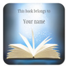 Personalized Open Book Design Bookplate Sticker | Zazzle
