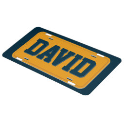 Personalized Orange and Blue License Plate | Zazzle