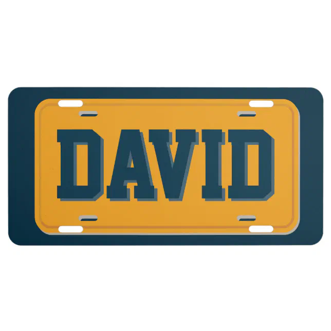Personalized Orange and Blue License Plate | Zazzle