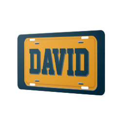 Personalized Orange and Blue License Plate | Zazzle