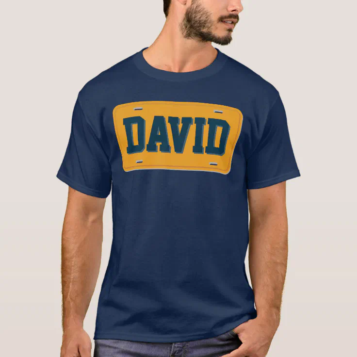 Personalized Orange and Blue License Plate T-Shirt | Zazzle