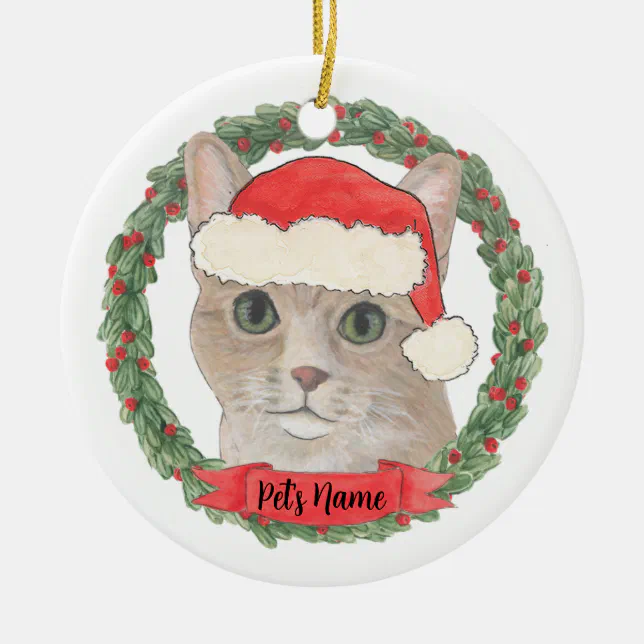 Personalized Orange Tabby Cat Ceramic Ornament | Zazzle