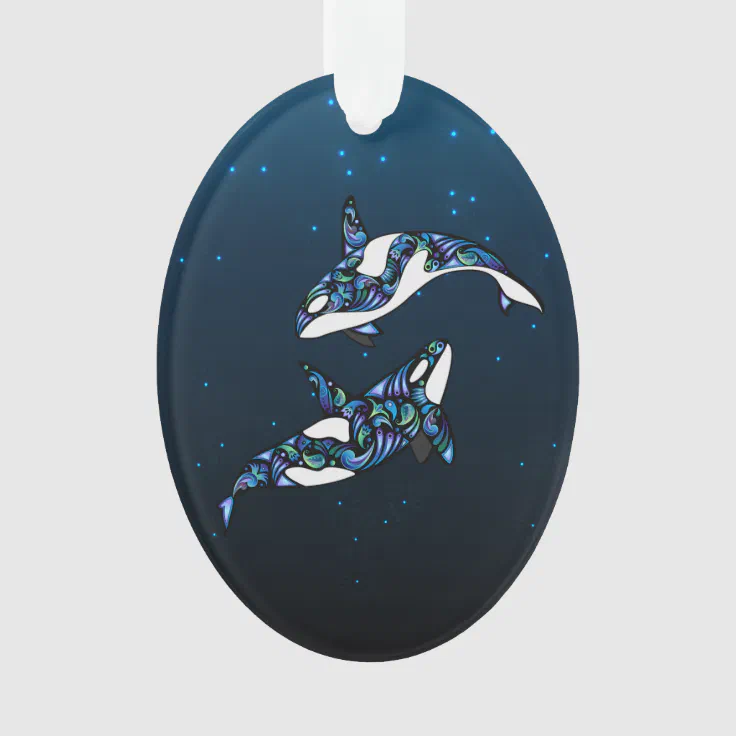 Personalized Orca Whale Couple Christmas Holiday Ornament | Zazzle