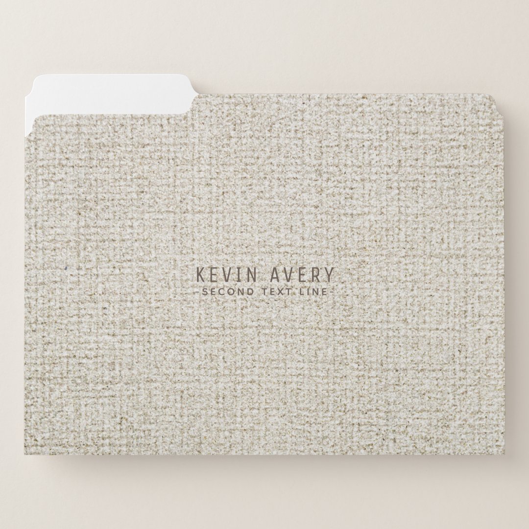 Personalized Organic Beige Linen Texture File Folder | Zazzle