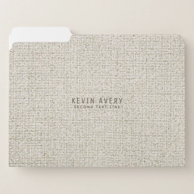 Personalized Organic Beige Linen Texture File Folder | Zazzle