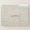 Personalized Organic Beige Linen Texture File Folder | Zazzle