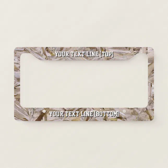 Personalized OSB Plywood Construc Style Print on a License Plate Frame ...
