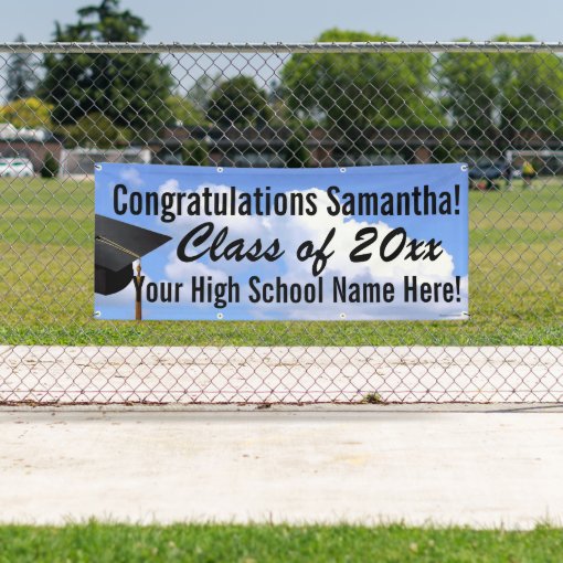 Personalized Outdoor Graduation Banner Blue Sky | Zazzle