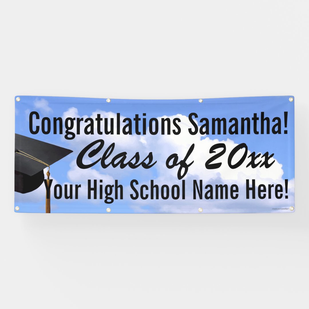 Personalized Outdoor Graduation Banner Blue Sky | Zazzle