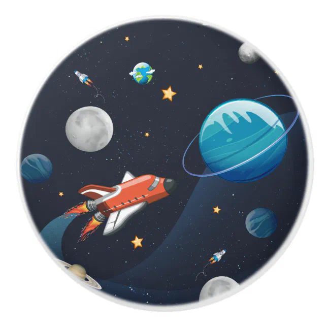 Personalized Outer Space Pattern Ceramic Knob | Zazzle