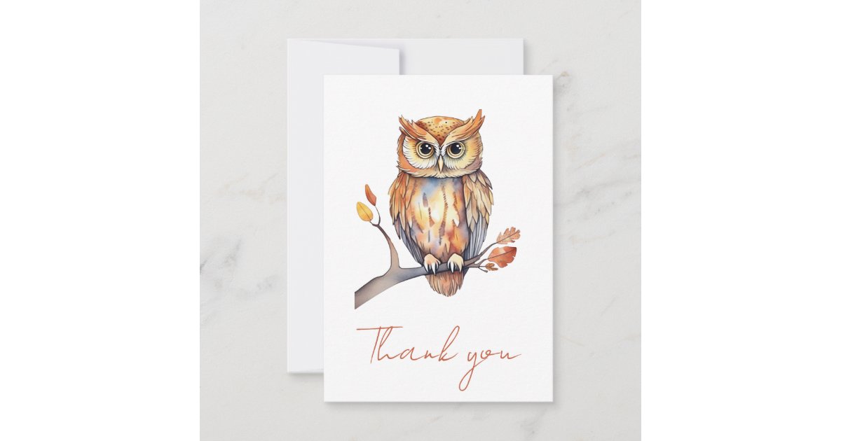 Personalized Owl Thank You Card | Zazzle