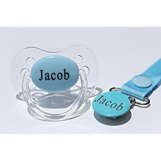 Personalized Pacifier & Pacifier Clip - Engraved | Zazzle