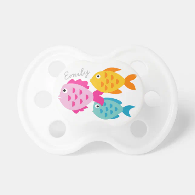 Personalized pacifier with cute fish and name | Zazzle