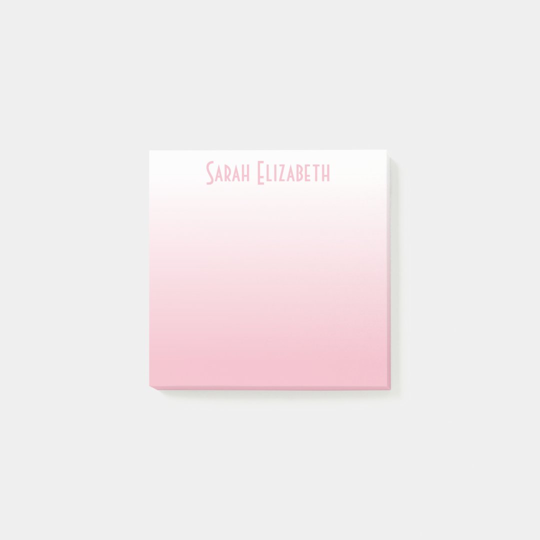 Personalized Pale Pink White Gradient Post-it Notes | Zazzle