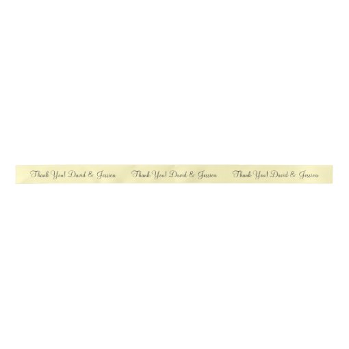 Personalized pale yellow wedding favor ribbon | Zazzle