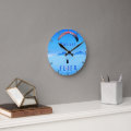 Personalized Paraglider flying Photo Round Clock | Zazzle