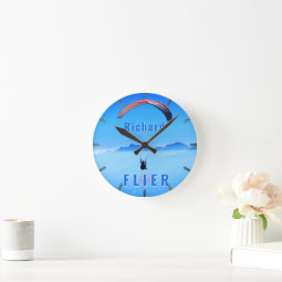 Personalized Paraglider flying Photo Round Clock | Zazzle