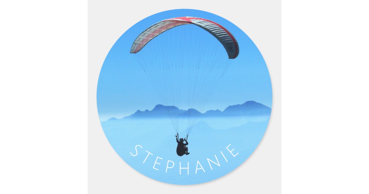 Personalized Paragliding Photo Classic Round Sticker | Zazzle