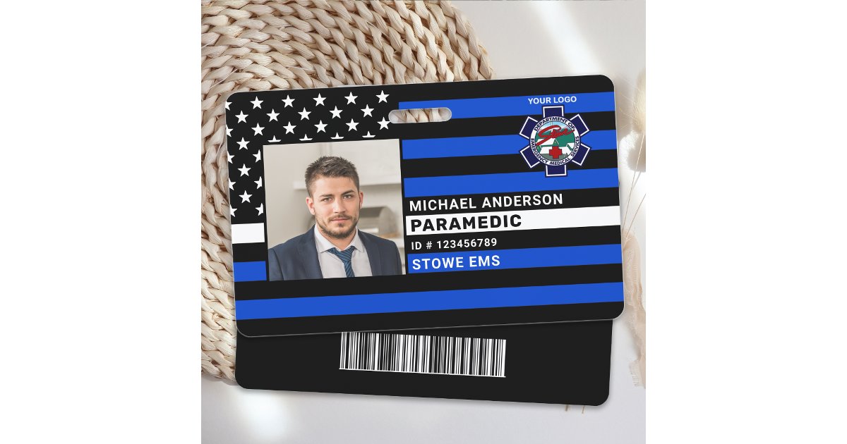 Personalized Paramedic EMS EMT Logo Photo ID Card Badge | Zazzle
