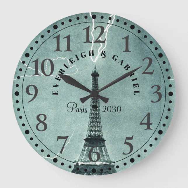 Personalized Paris Eiffel Tower Large Clock | Zazzle