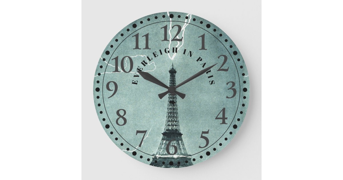 Personalized Paris Eiffel Tower Large Clock | Zazzle