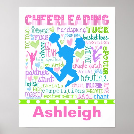 Personalized Pastel Cheerleading Words Typography Poster | Zazzle.com